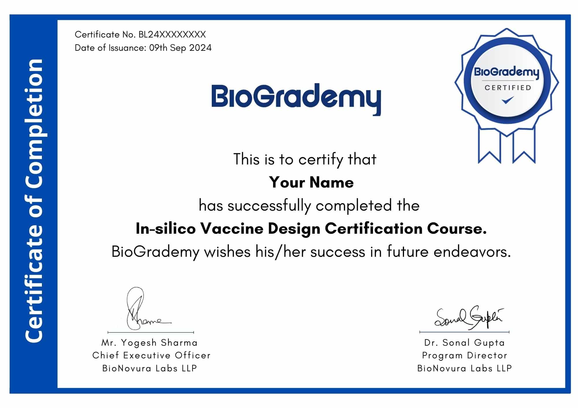 In-Silico Vaccine Design Certification Course - BioGrademy
